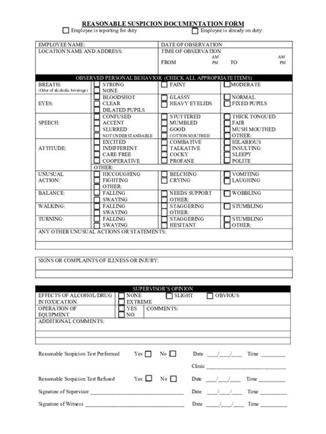 Reasonable Suspicion Documentation Form Fill Out And Sign Online Dochub