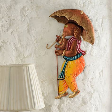 Wrought Iron Bansuri Ganesha Wall Hanging Decorative Showpiece