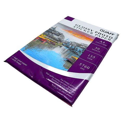 QUAFF Inkjet Photo Sticker Paper Glossy GSM GSM A Size Sheets Per Pack