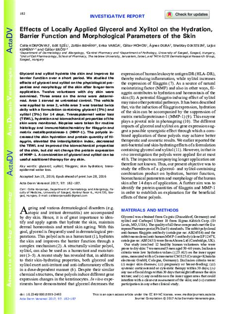Pdf The Effects Of Locally Applied Glycerol And Xylitol On The