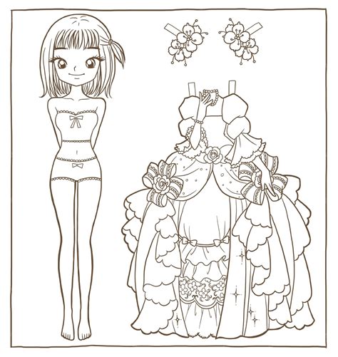 Vestir Muñeca Dibujo Para Colorear Dibujos Animados Garabato Kawaii