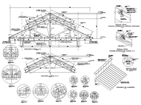 King Post Roof Truss Detail Elevation 2d View Layout Dwg File Steel Trusses Roof Trusses