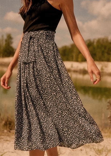 Jupe Elie Imprime Leopard Viscose Sézane Mix clothing Printed