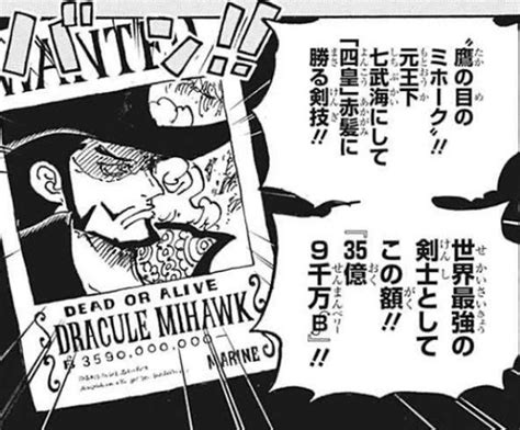 ONEPIECE ワンピース鷹の目のミホーク 懸賞金35億9000万 未だに謎なんだがwww 気ままにワンピースひとつなぎの