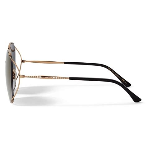 Jimmy Choo Tinka Rose Gold Oval Frame Sunglasses With Crystal