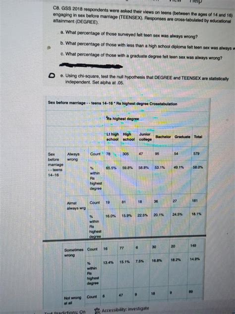 Solved C1 We Examine The Relationship Between Sex And Ones