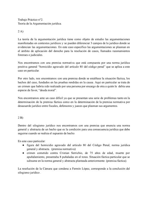 Trabajo Práctico n2 Teoría dela Arg Jurídica Teoria de la