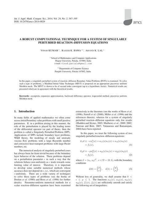 Pdf A Robust Computational Technique For A System Of Singularly