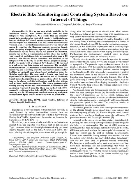 Electric Bike Monitoring And Controlling System Based On Internet Of Things Pdf Internet Of