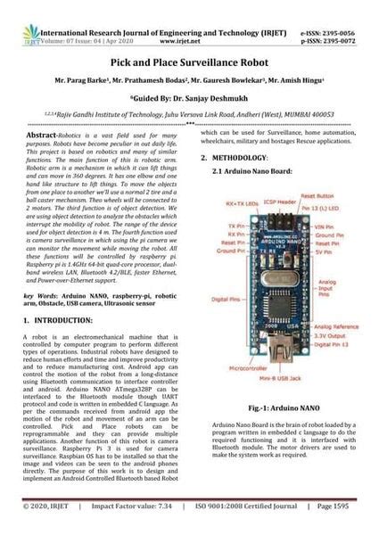 pick and place robotic arm utilizing microcontroller and wireless