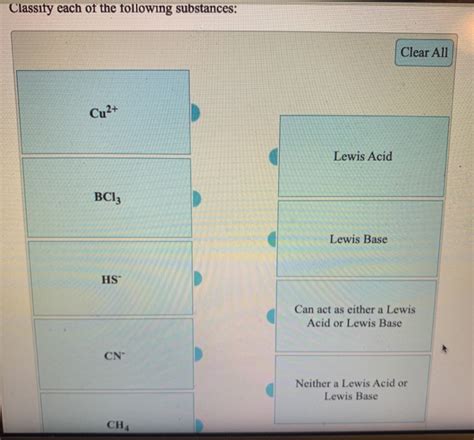 Solved Classify Each Of The Following Substances Clear All