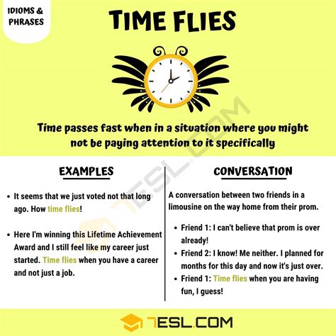 Time Flies Meaning Origin And Examples • 7esl