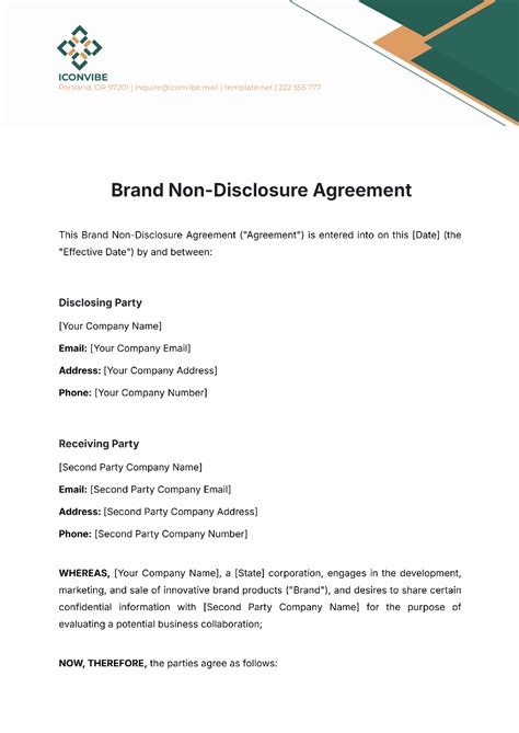 Free Brand Non Disclosure Agreement Template To Edit Online