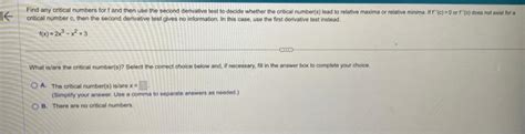 Solved Critical Number C Then The Second Dervative Test
