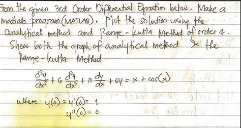 Solved From The Given 3rd Order Differential Equation Below