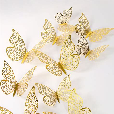 12pcs Hollow 3d Butterfly Wall Sticker For Wedding Decoration Living