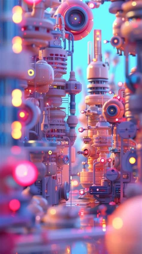 Tech Themed Illustration Rich In Detail And Complexity Made By A 3d