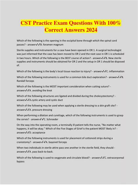 Cst Practice Exam Questions With 100 Correct Answers 2024 Cst