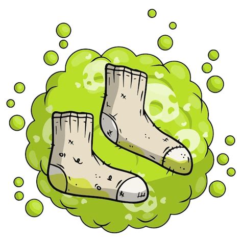 Premium Vector A Cartoon Of A Pair Of Dirty Socks With Green Bubbles