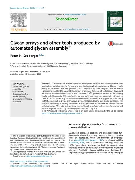 Pdf Glycan Arrays And Other Tools Produced By Automated Glycan Assembly