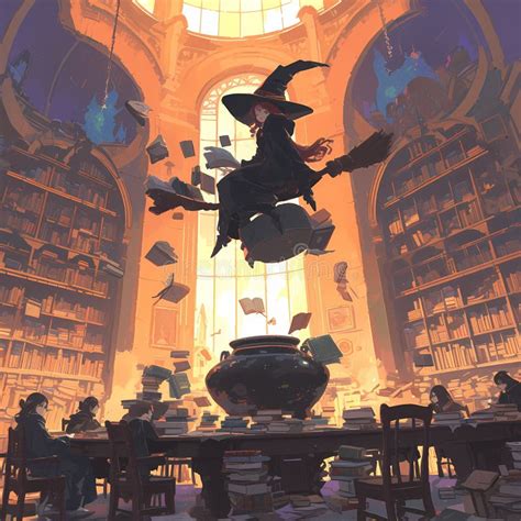 Magical Library Adventure stock illustration. Illustration of curious - 314109783