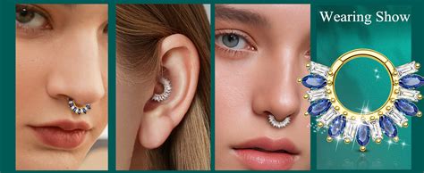 Cocharm 16 Gauge Septum Rings Silver Flower Septum Jewelry