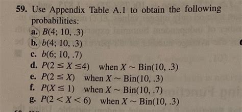 59 use appendix table a 1 to obtain the following
