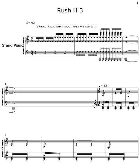 Rush H 3 Sheet Music For Piano