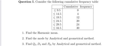 Solved Question I Consider The Following Cumulative