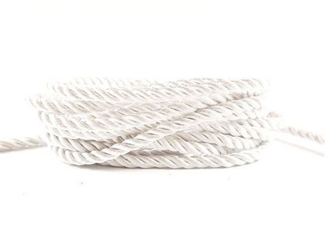 3 5mm White Twisted Rayon Satin Rope Silk Braid Cord 3 Ply Twist 1