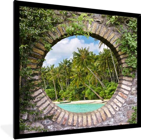 Fotolijst Incl Poster Doorkijk Palm Tropisch Strand Zee X Cm Bol