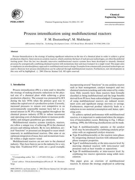 PDF Process Intensification Using Multifunctional Reactors
