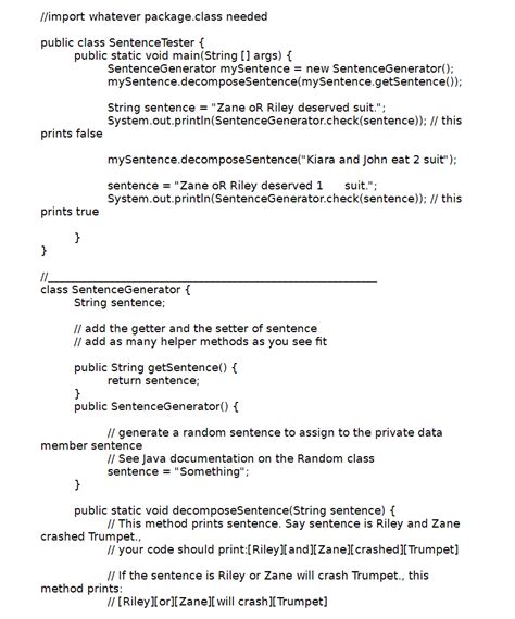 I Need A Java Code That Is A Random Sentence Chegg Com