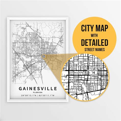 Printable Map Of Gainesville Florida Usa With Street Names Instant