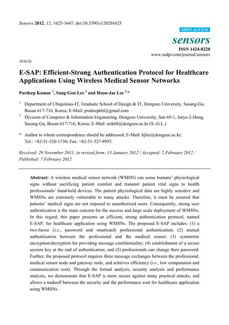 pdf e sap efficient strong authentication protocol for healthcare