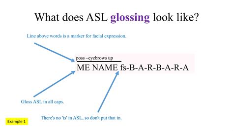 Glossing In Asl What Is It Eight Examples Pptx