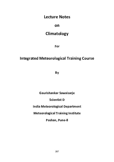 Pdf Lecture Notes On Climatology For Integrated Meteorological