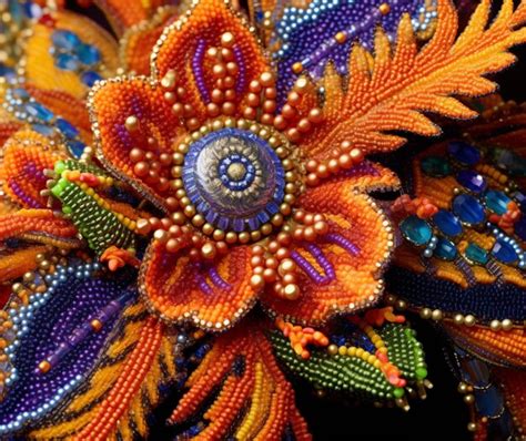 Premium Ai Image Vibrant And Intricate Beadwork Representing The Art