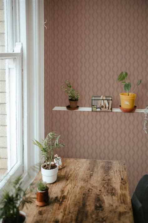 Mocha Retro Lines Aesthetic Peel And Stick Wallpaper Or Non Pasted