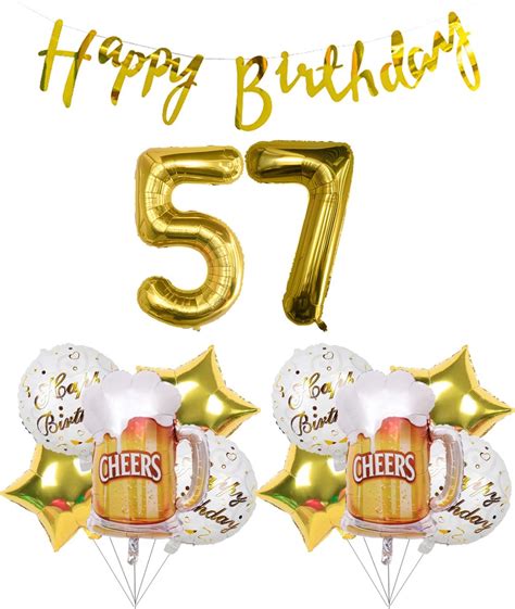 57 Jaar Verjaardag Cijfer Ballon Mannen Bier Feestpakket Snoes