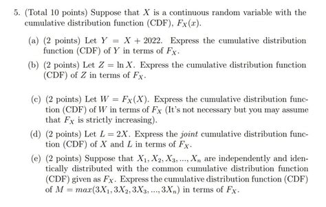 Solved Total Points Suppose That X Is A Continuous Chegg