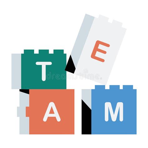 Teamwork Concept With Building Blocks Spelling Team In Flat Vector Illustration Symbolizing