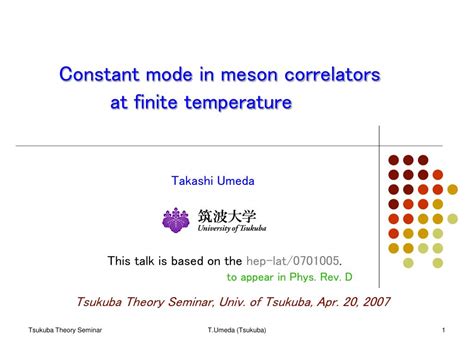 Ppt Constant Mode In Meson Correlators At Finite Temperature Powerpoint Presentation Id6336908