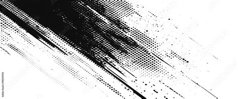 Vector Black Ink Splatter Brush Stroke On Diagonal Halftone Background Stock Vector Adobe Stock