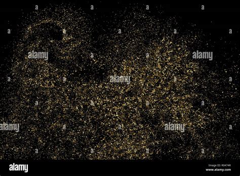 Gold Glitter Texture Isolated On Black Amber Particles Color Celebratory Background Golden