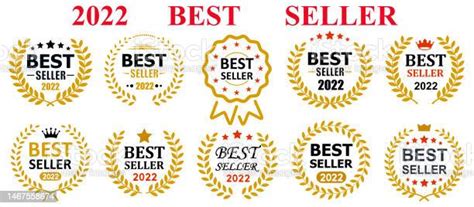 월계관이 있는 베스트 셀러 아이콘 디자인 설정 베스트 셀러 배지 로고 격리 재고 있음 2022년에 대한 스톡 벡터 아트 및 기타 이미지 2022년 가격 경쟁 Istock