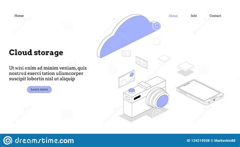 Landing Page Template Cloud Computing Modern Flat Design Isometric Concept Conceptual