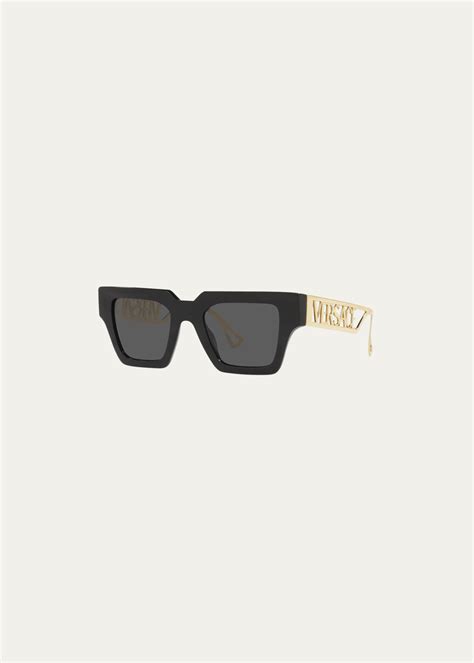 Versace Oversized Logo Square Acetate Sunglasses Editorialist