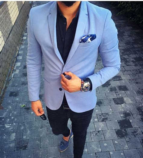Buy Mens Sky Blue Slim Fit Casual Wear Blazer Online ₹3398 From