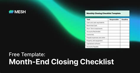 Free Month End Closing Checklist Template Mesh